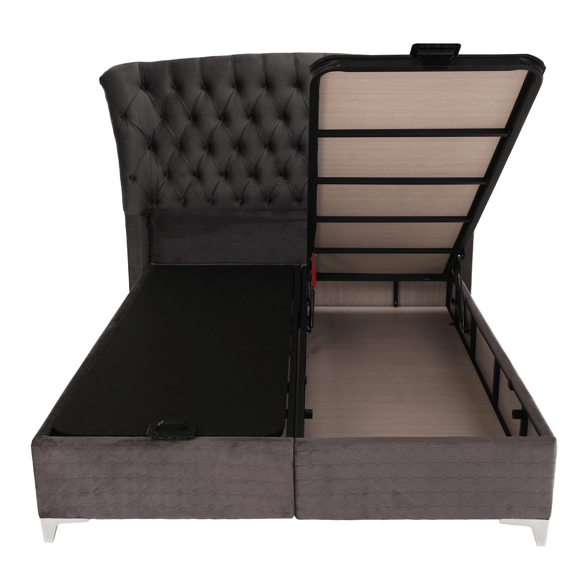 Pat boxspring Mersia, 160x200, gri | Kondela.ro