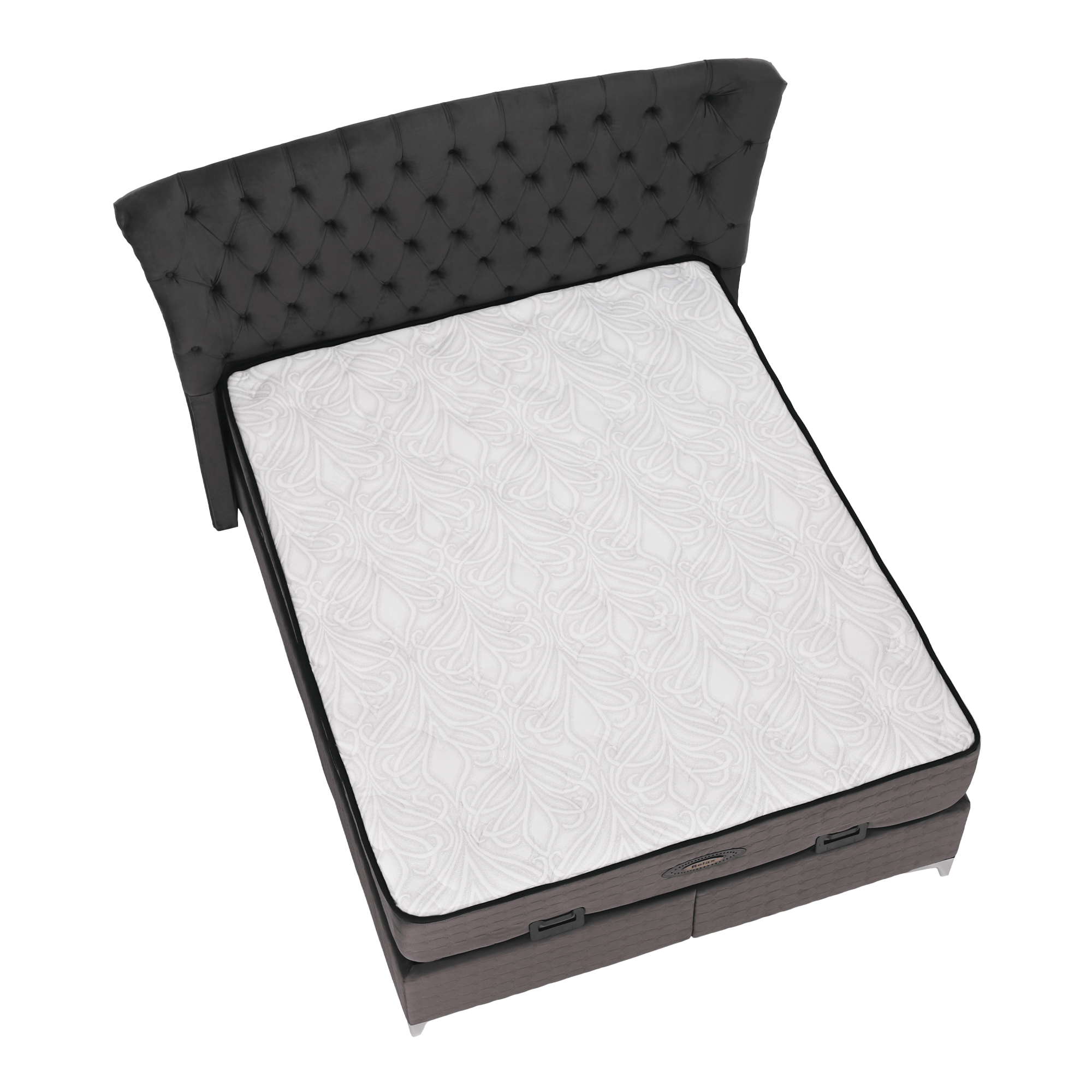 Pat boxspring Mersia, 160x200, gri | Kondela.ro