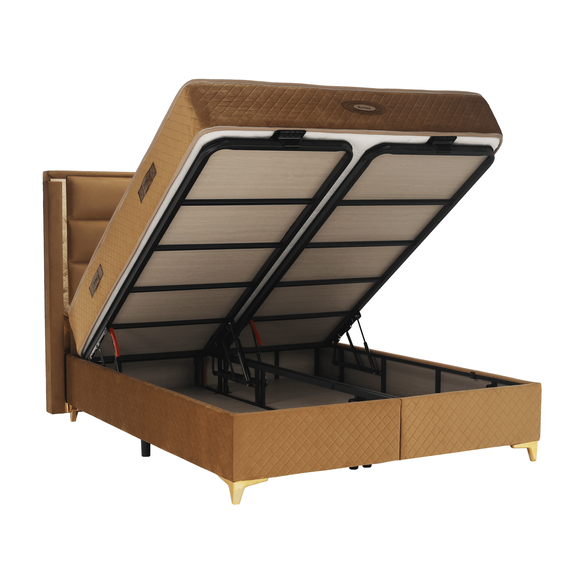 Pat boxspring Goldbia, 160x200, maro deschis | Kondela.ro