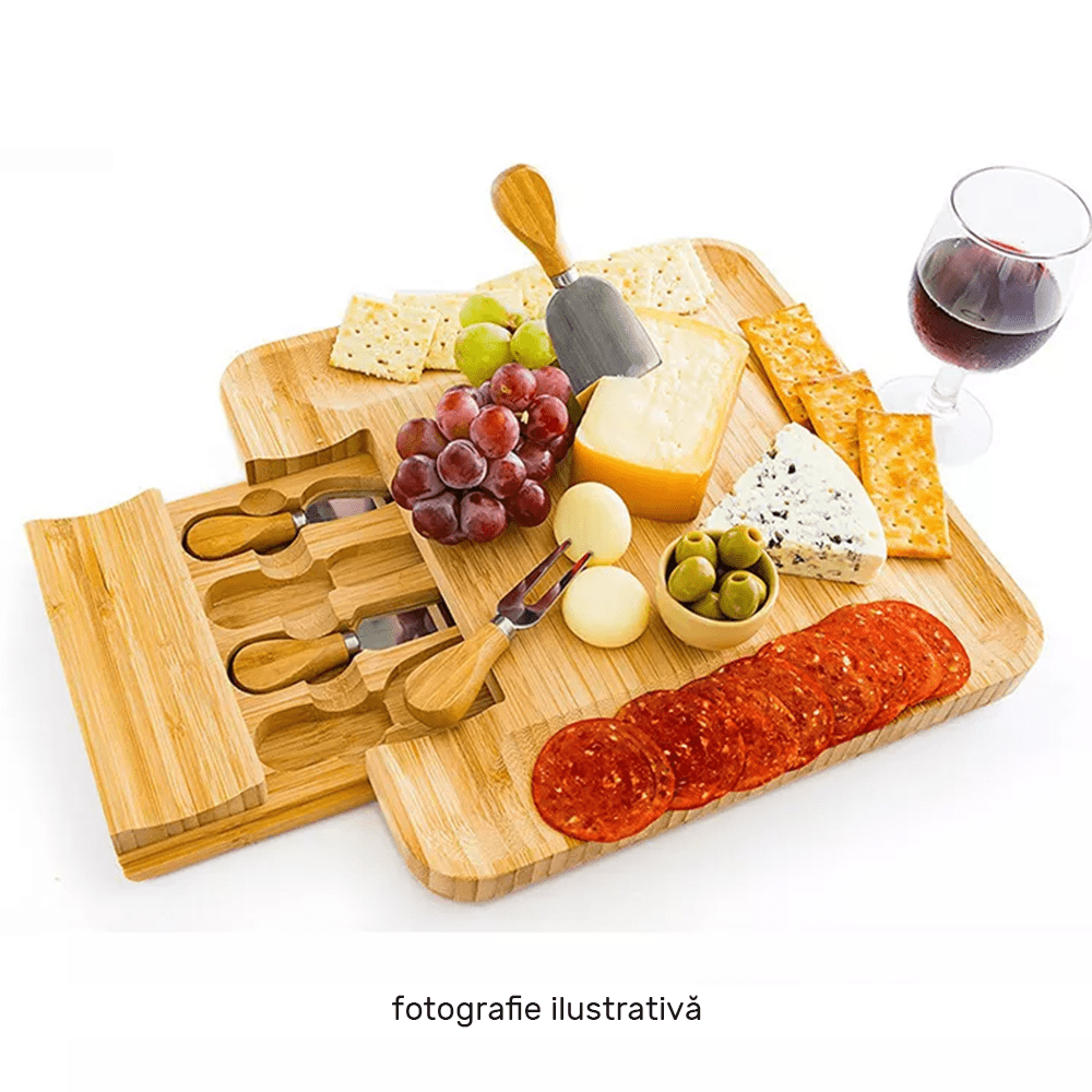 Tavă de brânză cu accesorii MANDOL, natural | Kondela.ro