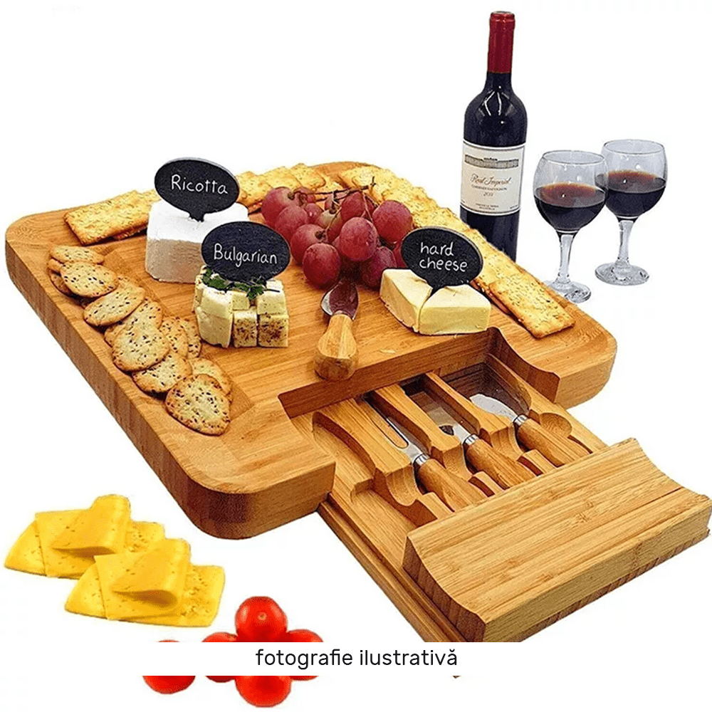 Tavă de brânză cu accesorii MANDOL, natural | Kondela.ro