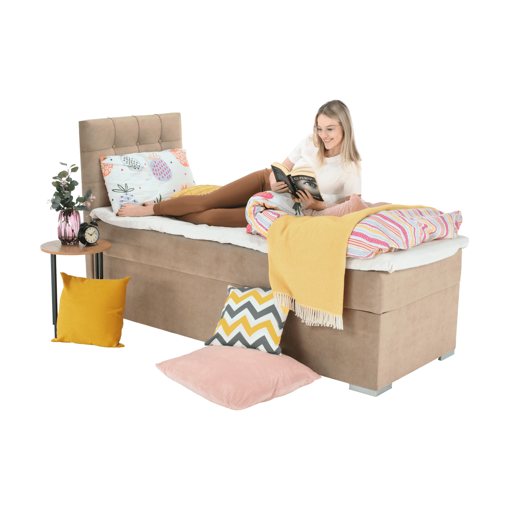 Pat boxspring Dany, 90x200, tăblie înaltă | Kondela.ro