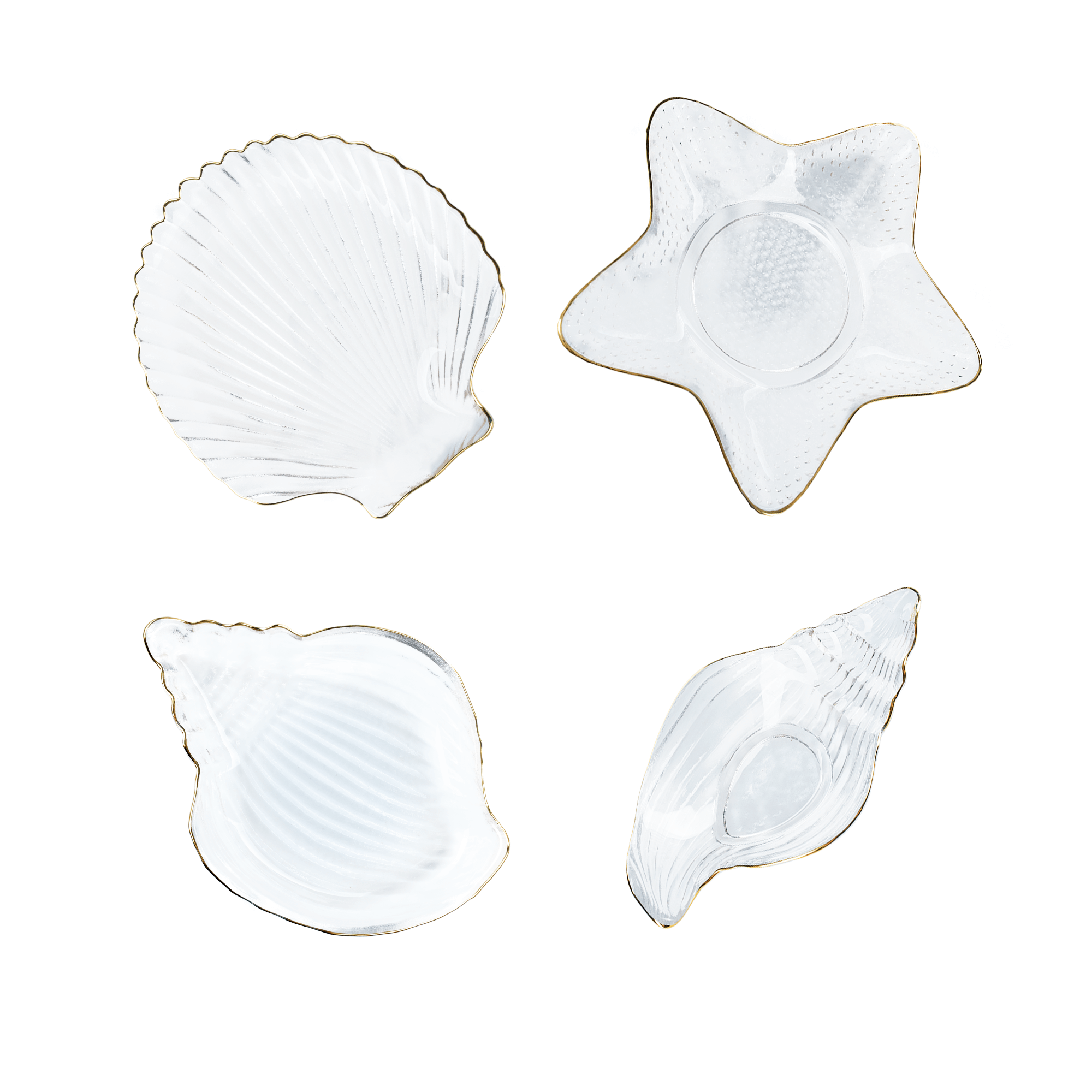 Tálaló tálak Pure Shells, 4 db-os szett, üveg | Kondela.hu