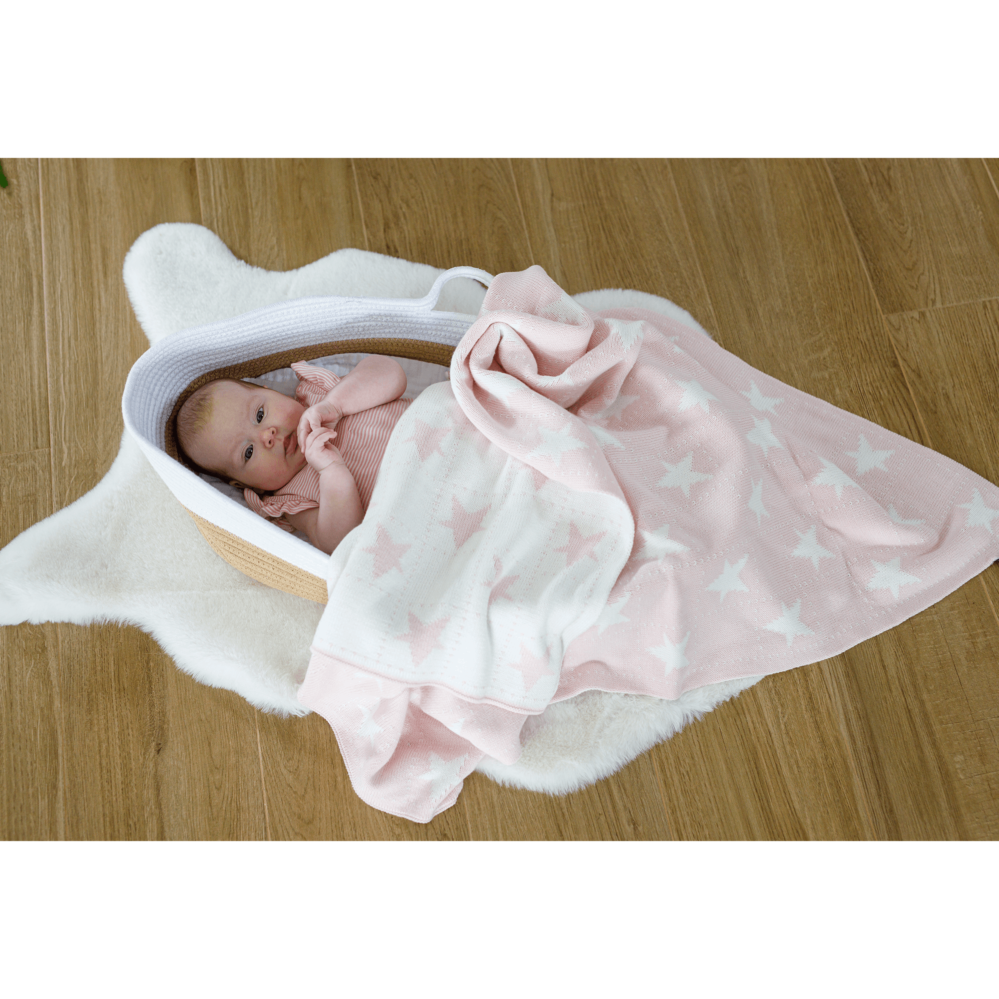 Pătură din bumbac Aneyo, roz/alb, față-verso | Kondela.ro