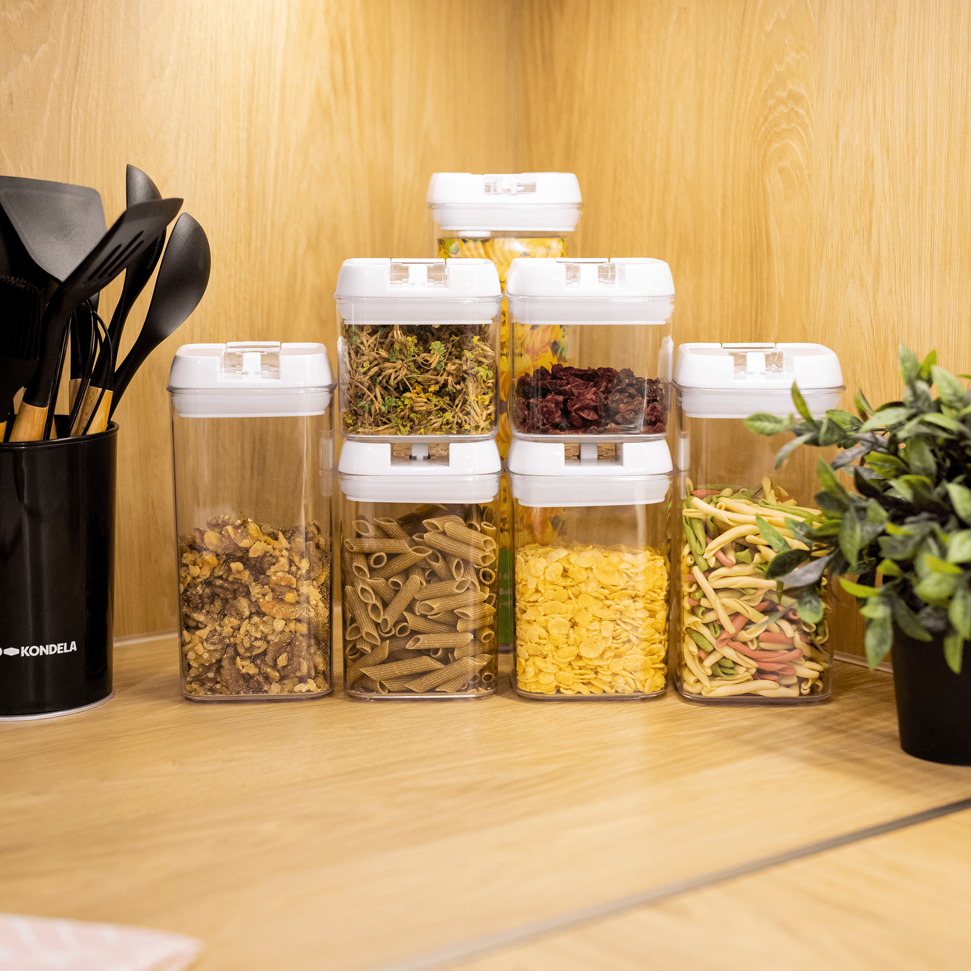 Borcane din material plastic cu capac, Harlem set de 7 | Kondela.ro
