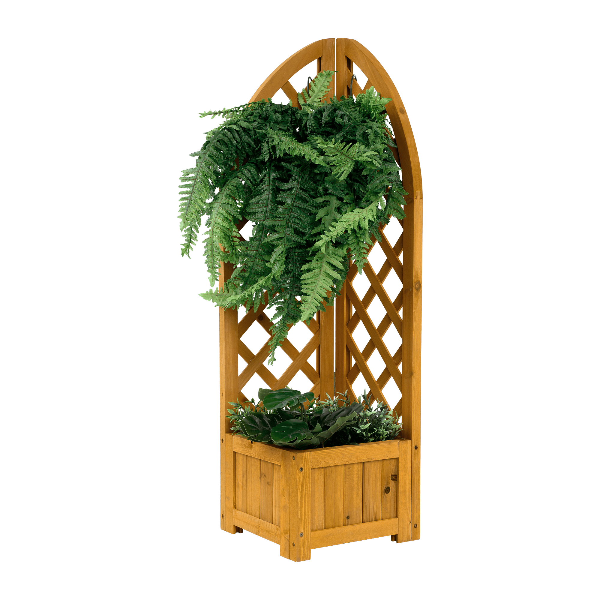 Ghiveci de colț cu grilaj Lanio maro, lemn | Kondela.ro